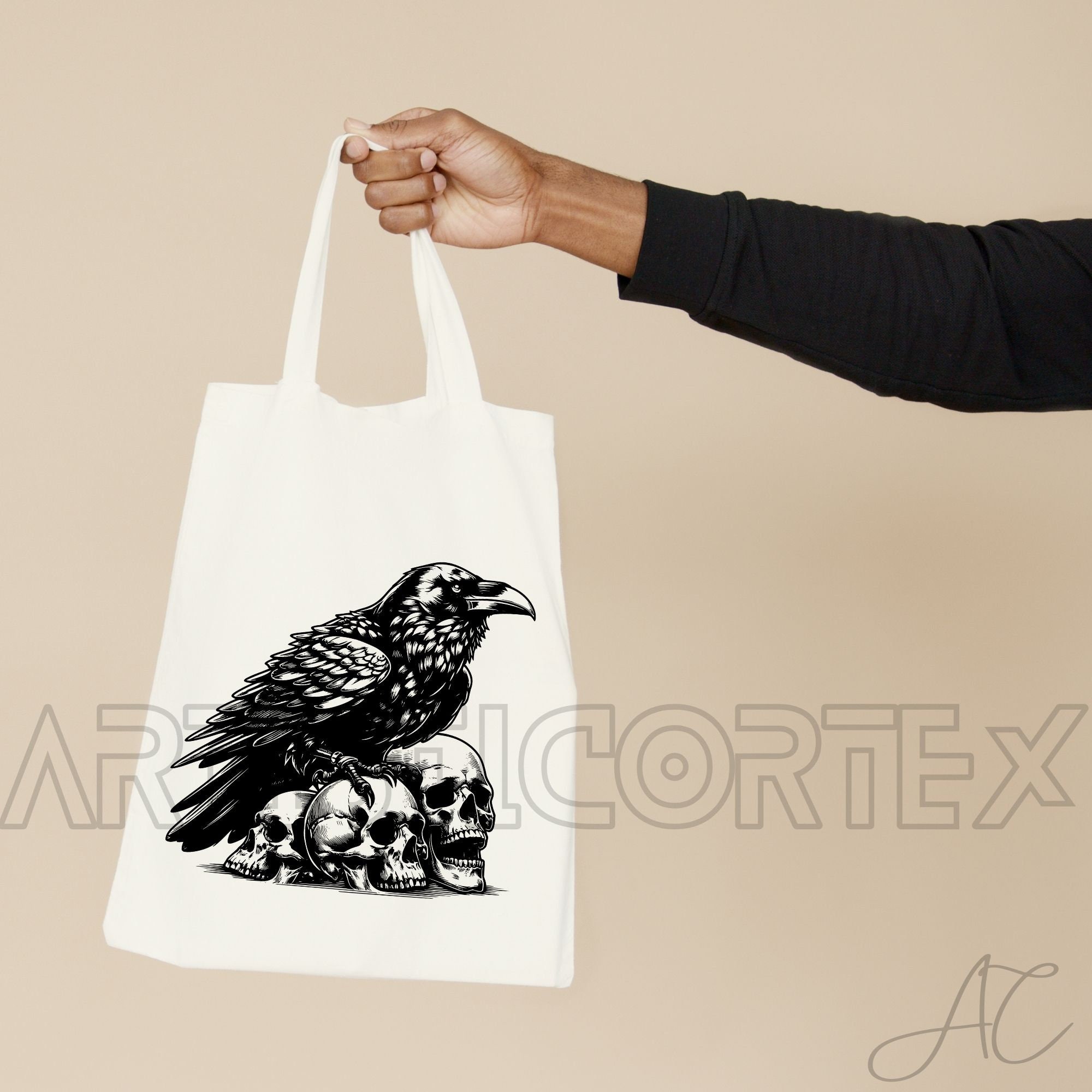 Raven SVG Bundle, Raven and Skull PNG, Floral Raven Clipart, Hand Drawn ...