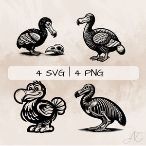 Dodo SVG Bundle, Dodo Skeleton PNG, Dodo and Skull Clipart, Hand Drawn ...