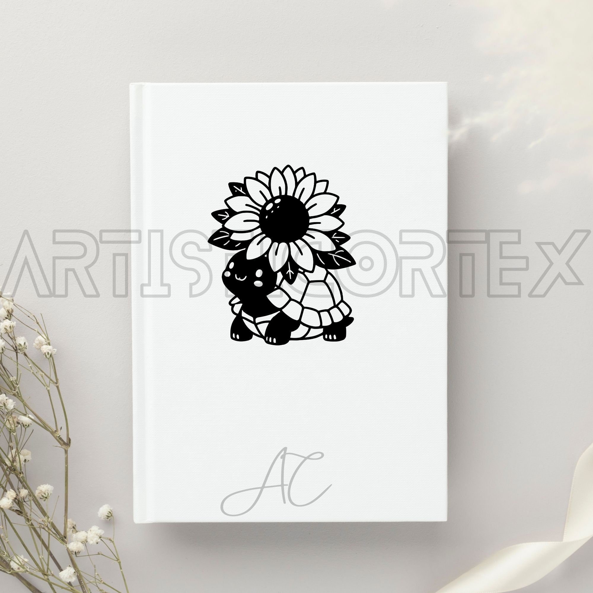 Sunflower With Turtle SVG, Sunflower PNG, Turtle Clipart, Vector, Hand ...