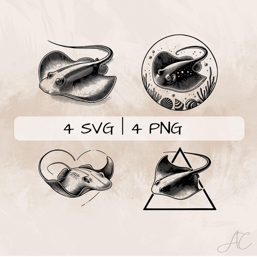 Stingray SVG Bundle, Stingray and Heart PNG, Stingray and Seashell ...