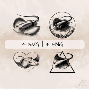 Stingray SVG Bundle, Stingray and Heart PNG, Stingray and Seashell ...