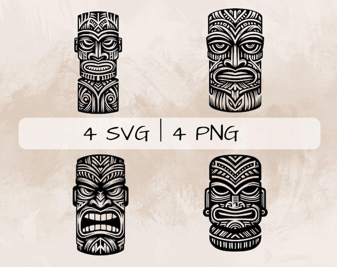 Tiki Idol, Tiki Wooden Statue Svg, Eps, Png, DXF, Hawaiian Tiki Digital ...