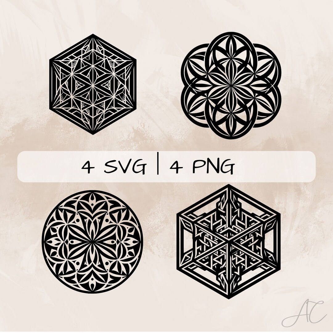 Sacred Geometry Shapes SVG Bundle, Geometry Shapes PNG, Seed of Life ...