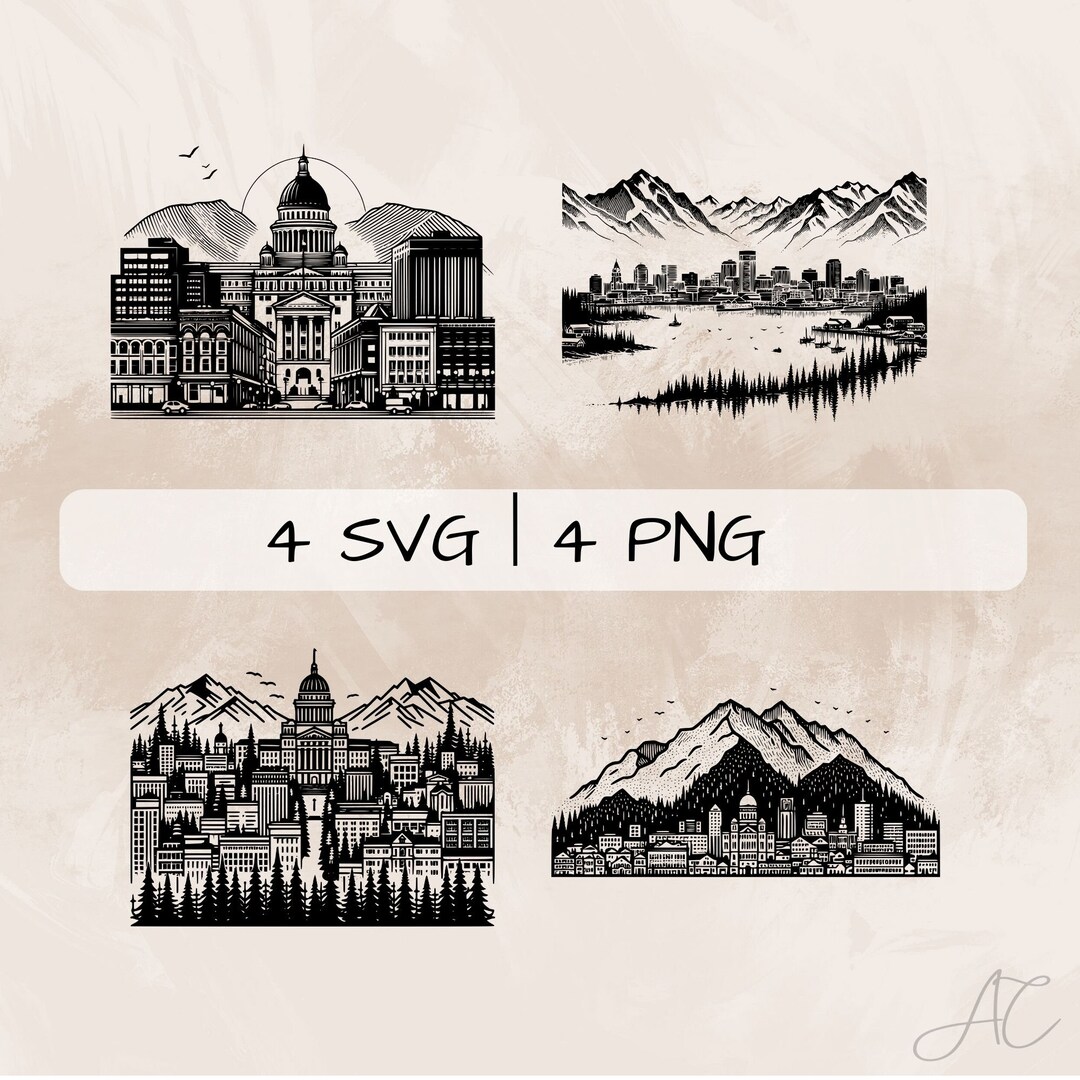 Juneau SVG Bundle, Alaska PNG, Juneau View Clipart, Hand Drawn Juneau ...