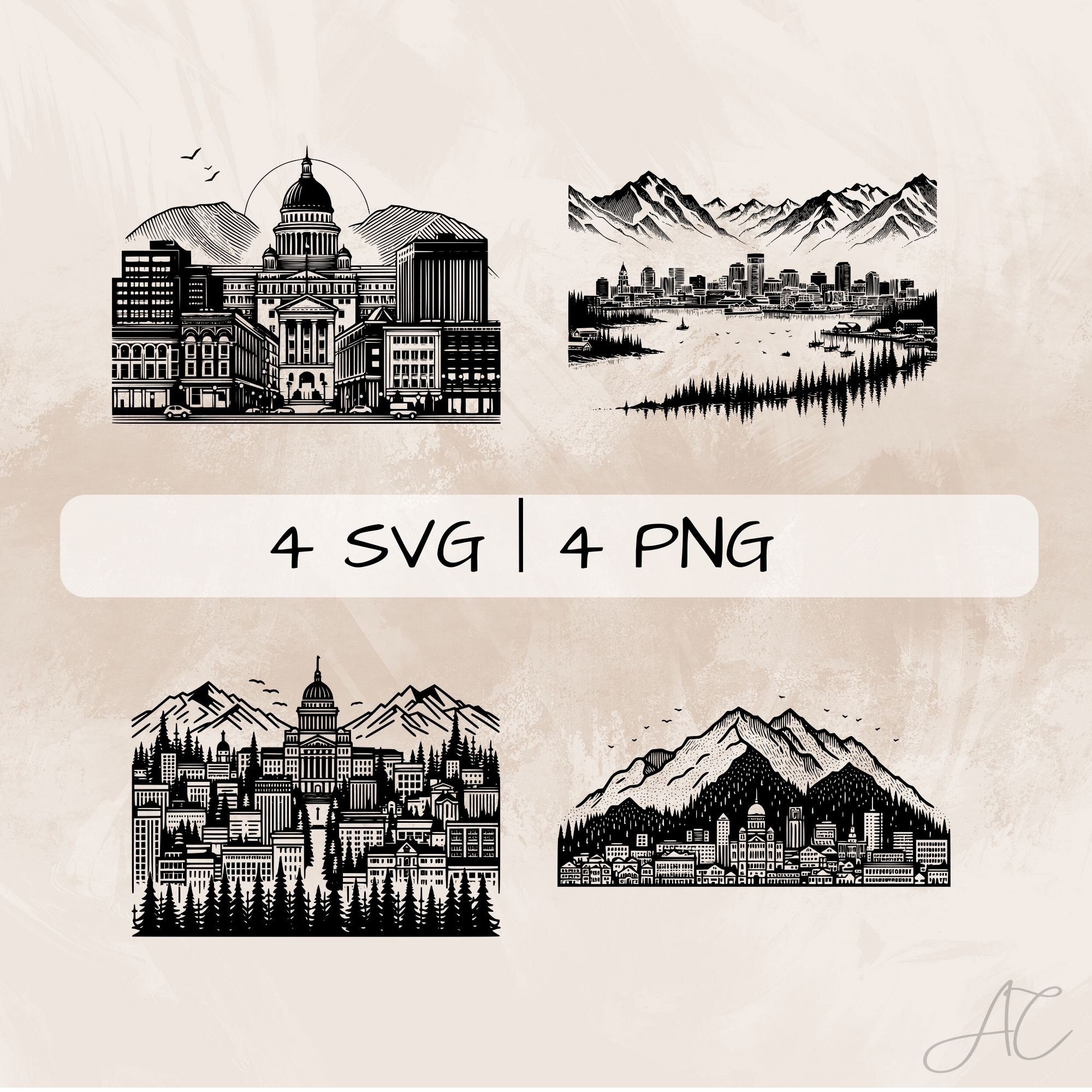 Juneau SVG Bundle, Alaska PNG, Juneau View Clipart, Hand Drawn Juneau ...