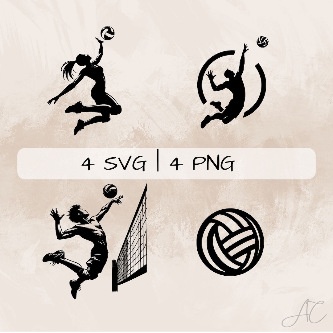 Volleyball SVG Bundle, Volleyball Player PNG, Volleyball Ball Clipart ...