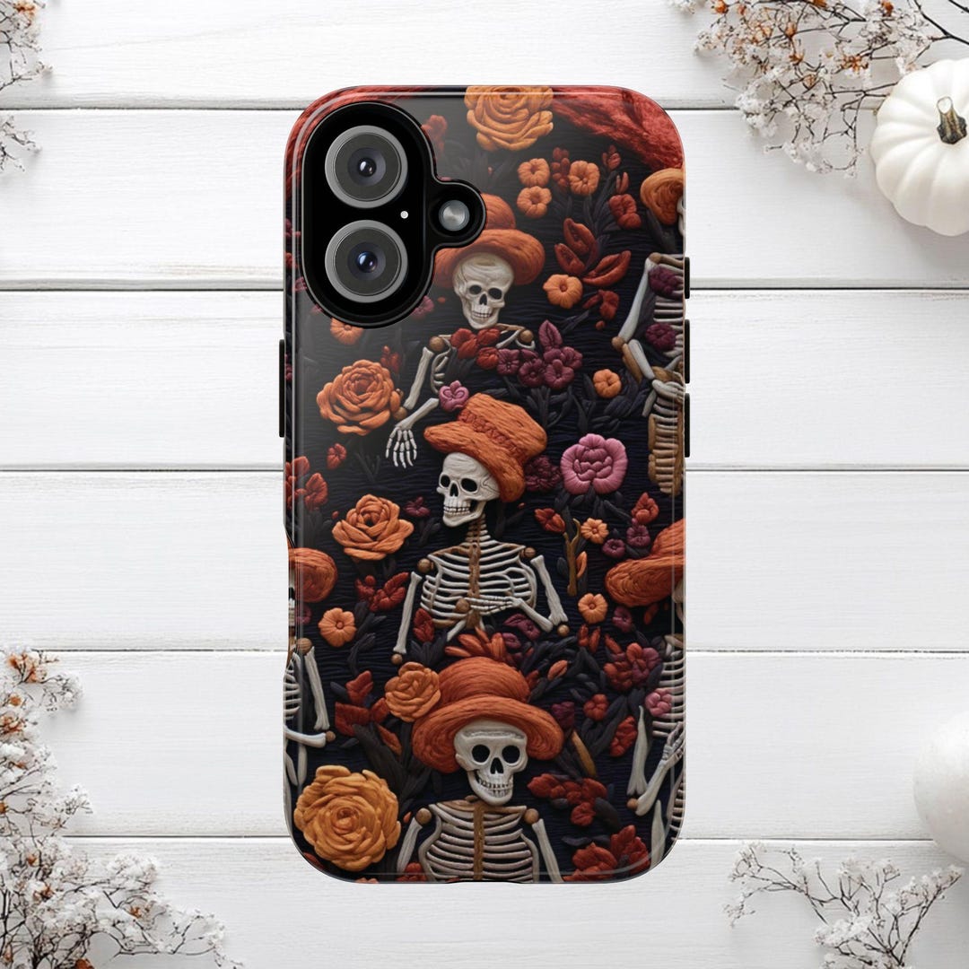 Gothic Skeleton Lady Phone Case, Dark Floral Halloween Party - Etsy