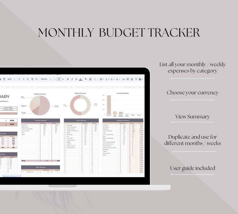 Simple Budget Spreadsheet for Beginner: Excel Google Sheets Template ...