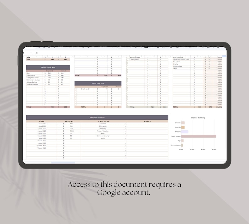 Simple Budget Spreadsheet for Beginner: Excel Google Sheets Template ...