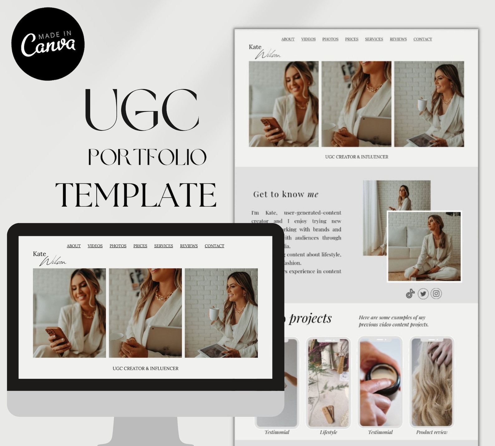 Plantilla de portafolio UGC canva / Plantilla de sitio web de - Etsy México