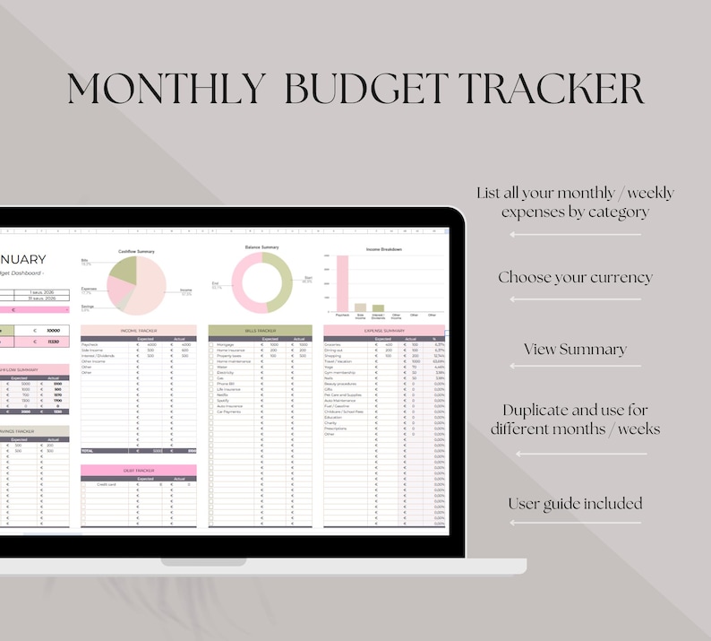 Simple Budget Spreadsheet for Beginner: Excel Google Sheets Template ...