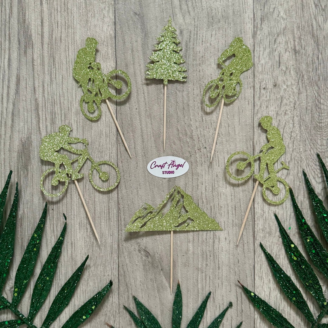Mountain Biking Cake Toppers, Cupcake Toppers, Decorations, Birthday ...