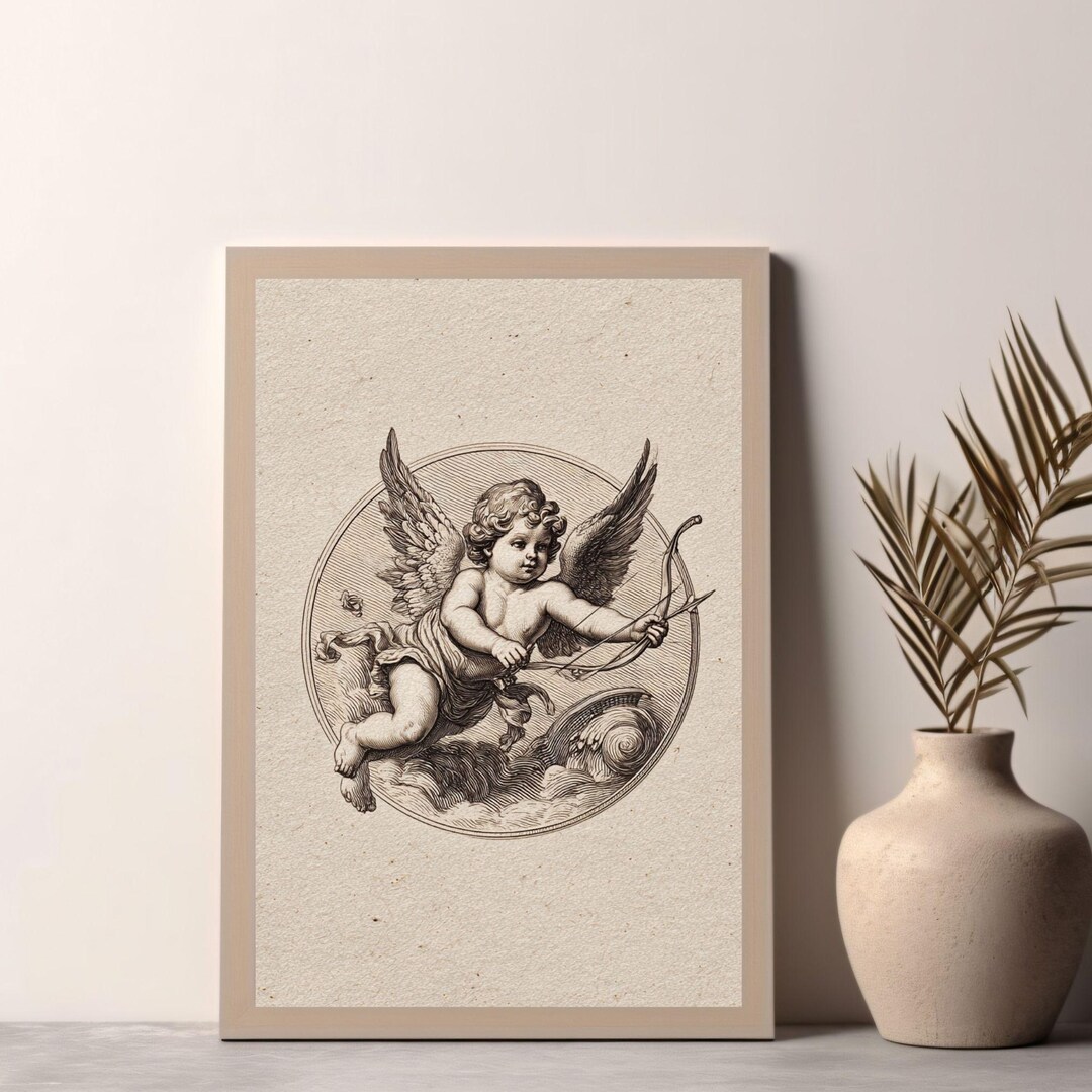 Valentines Day Poster,vintage Cupid Wall Art Print,renaissance Cherub ...