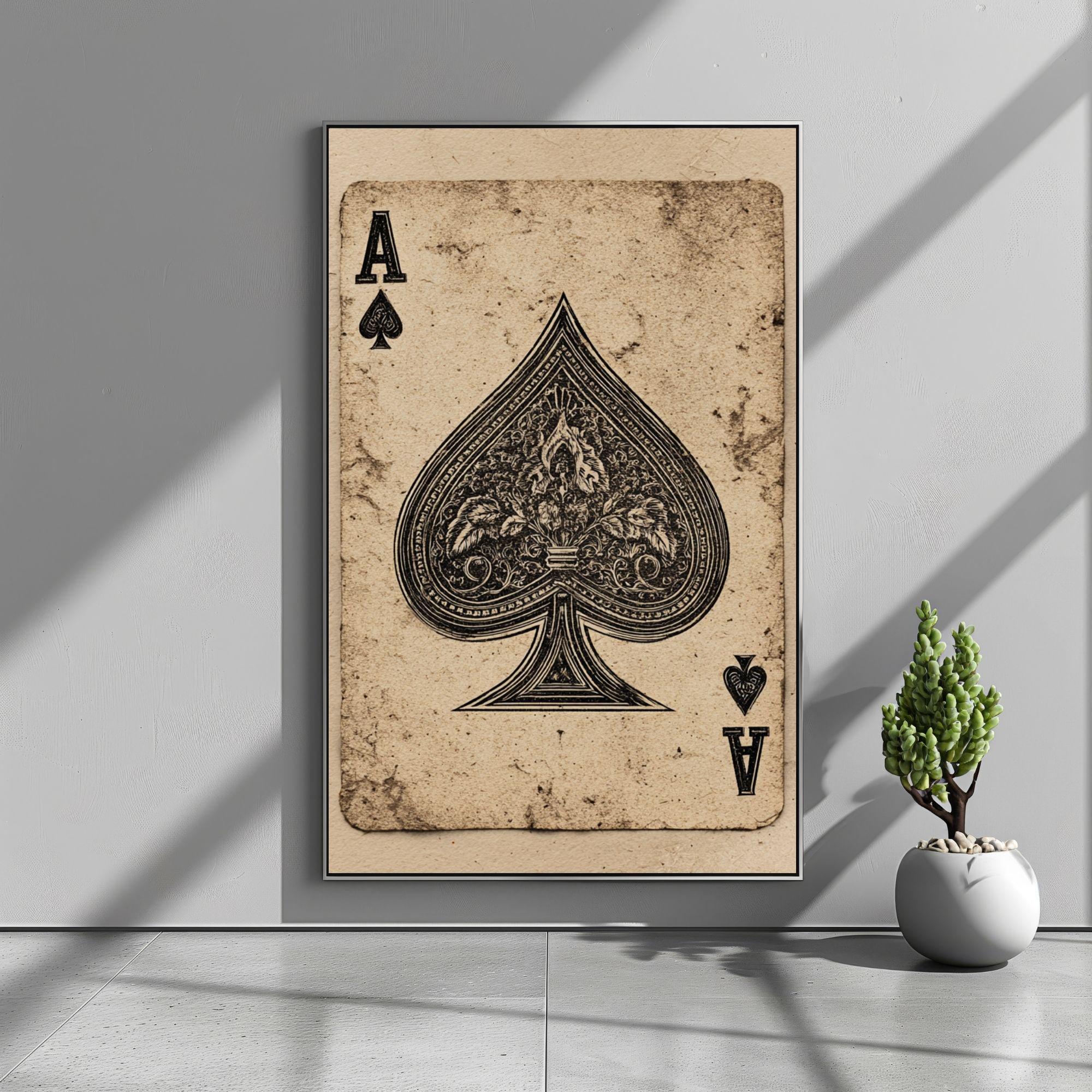 Vintage Ace of Spades Poster, Distressed Playing Card Wall Art - Etsy