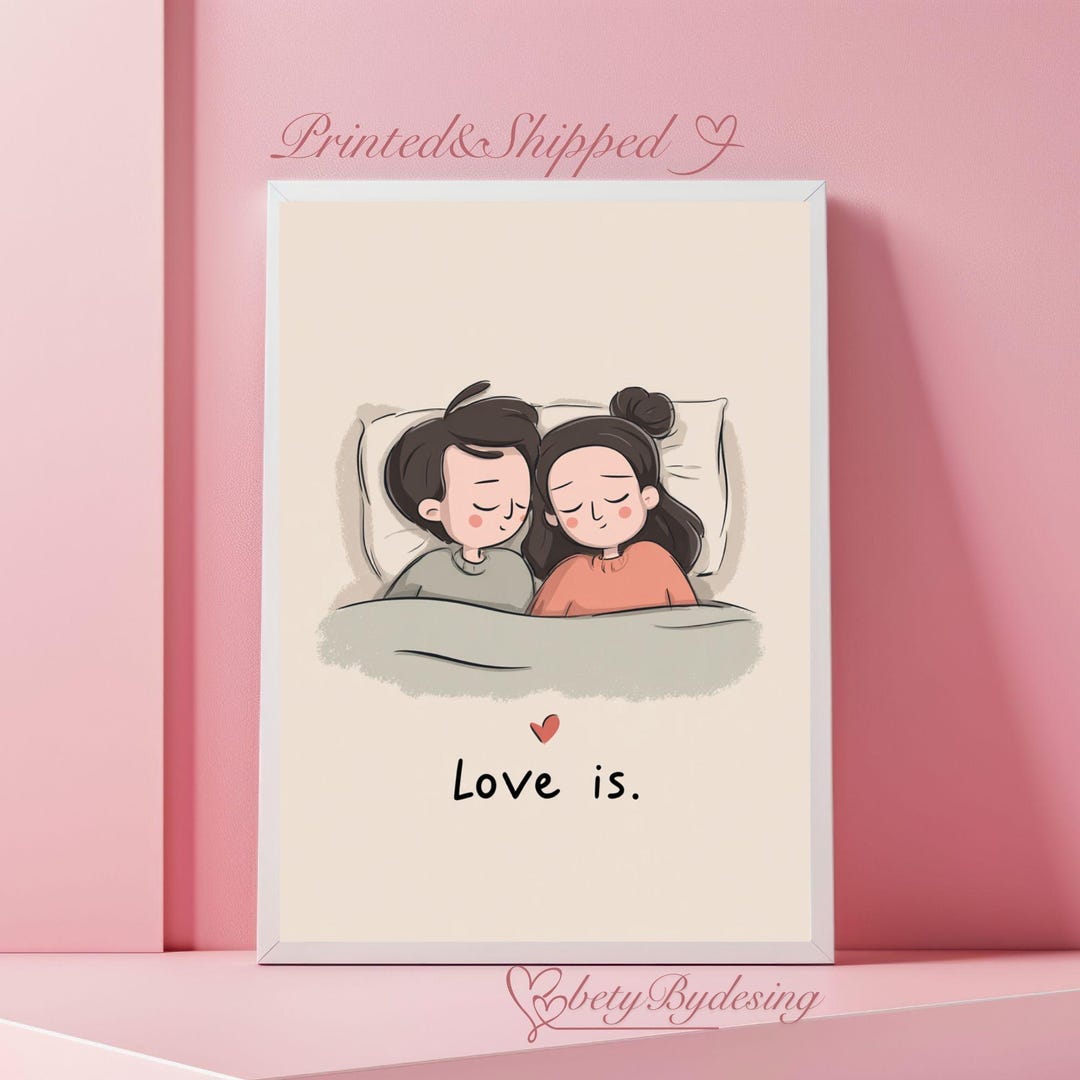 Cute Couple Valentine Poster,love is Wall Art Print,romantic Bedroom ...