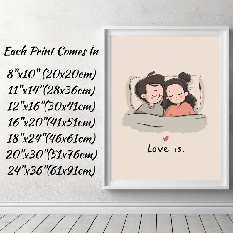 Cute Couple Valentine Poster,love is Wall Art Print,romantic Bedroom ...
