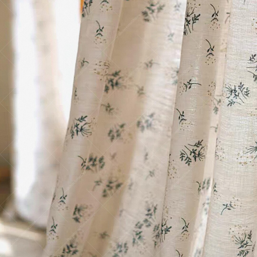 Floral Linen Curtains: Botanical Print Light Filtering Window Treatments - Etsy
