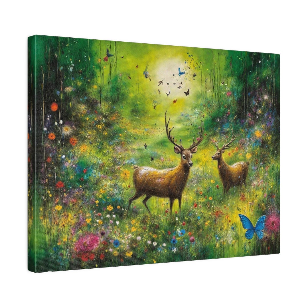 Meadow With Wild Animals Canva Picture - Etsy