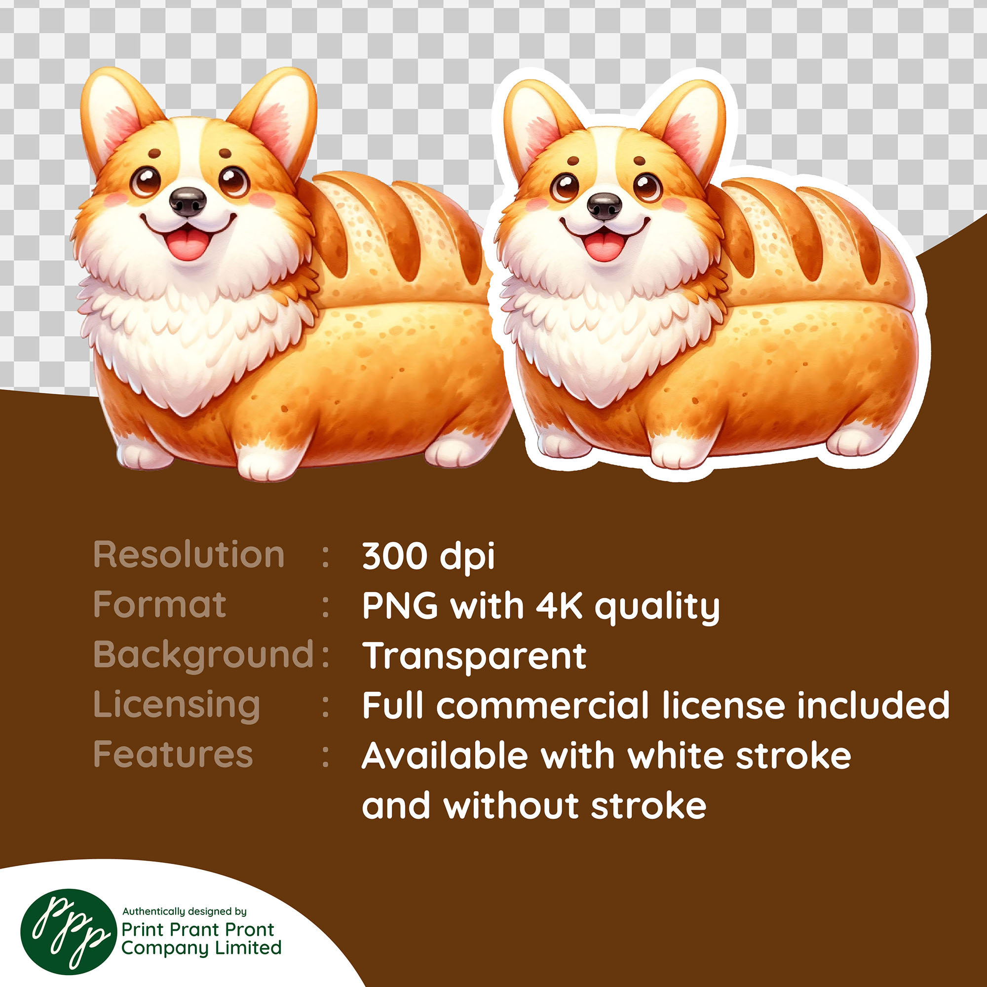 Corgi | Cute Corgi Bread Loaf Clipart Png,commercial Use,printable ...