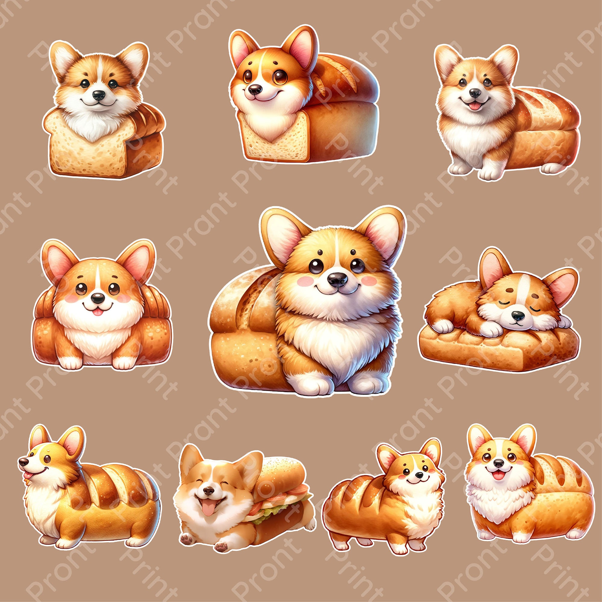 Corgi | Cute Corgi Bread Loaf Clipart Png,commercial Use,printable ...