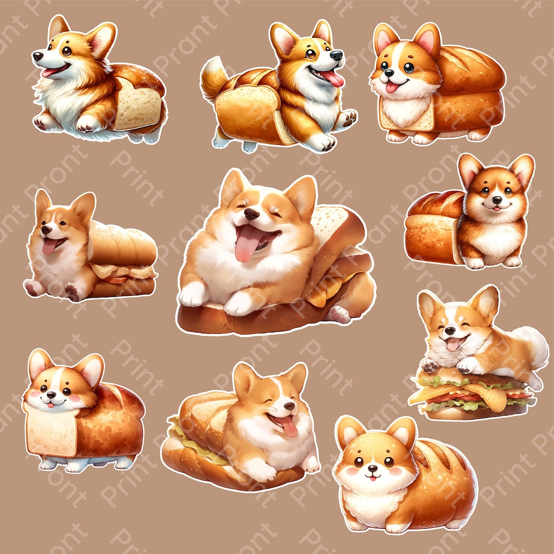 Corgi Cute Corgi Bread Loaf Clipart Png Commercial Use Printable Digital Stickers Clipart