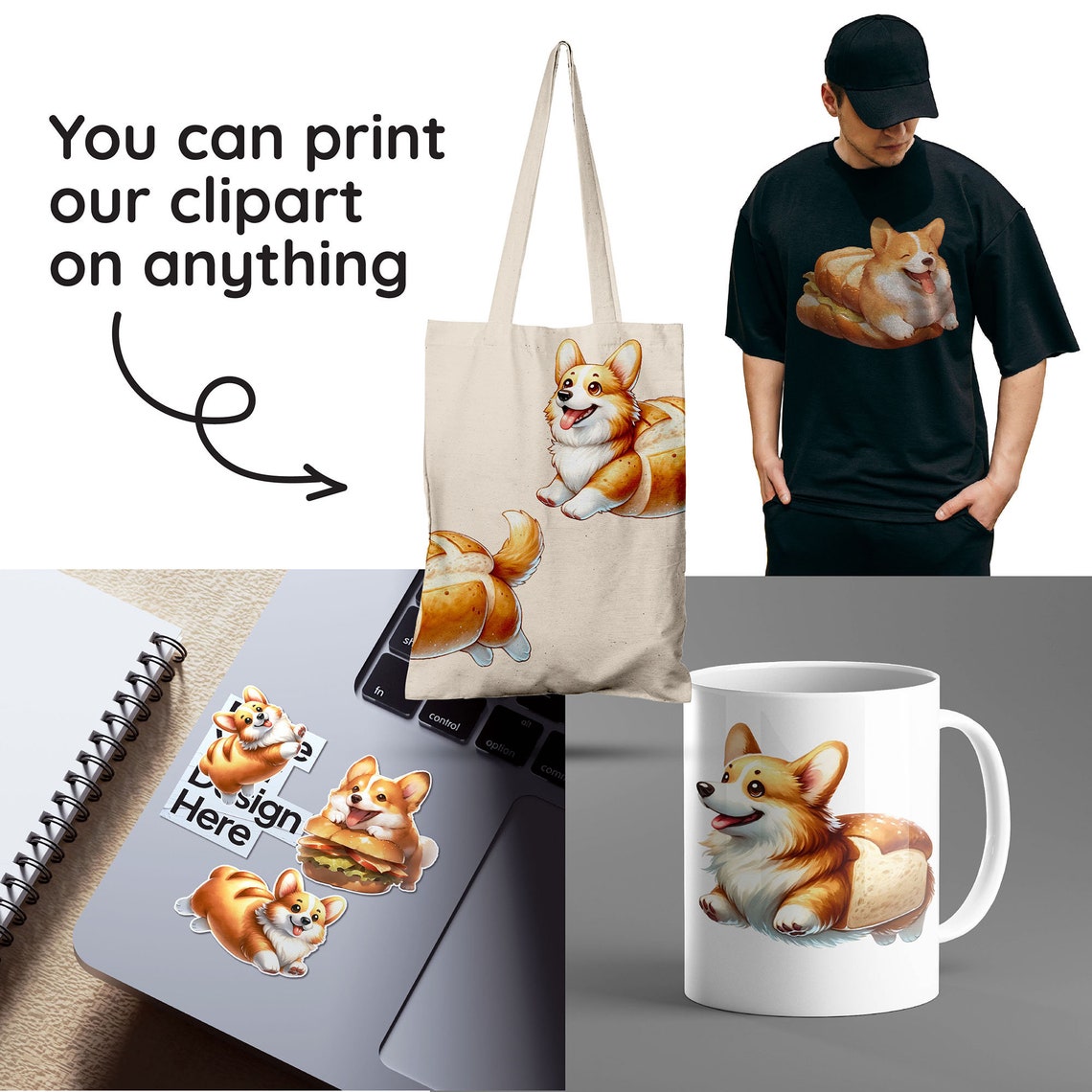 Corgi | Cute Corgi Bread Loaf Clipart Png,commercial Use,printable ...