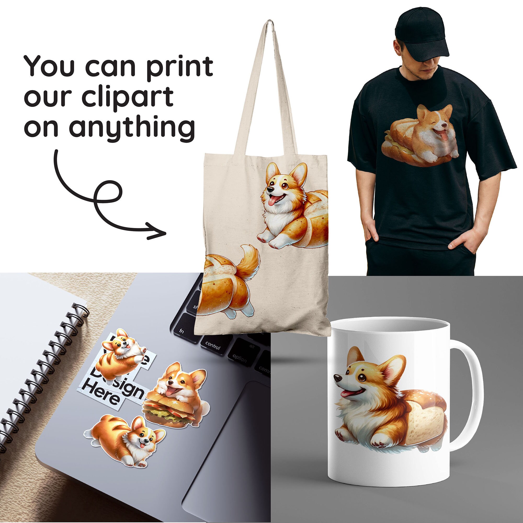 Corgi | Cute Corgi Bread Loaf Clipart Png,commercial Use,printable ...