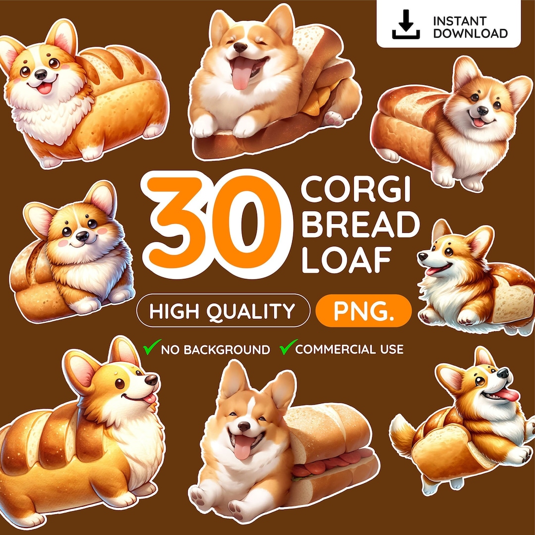 Corgi | Cute Corgi Bread Loaf Clipart Png,commercial Use,printable ...