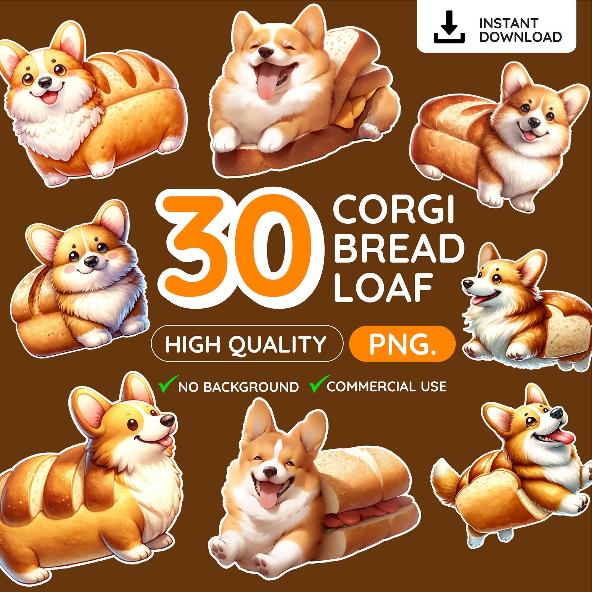 Corgi | Cute Corgi Bread Loaf Clipart Png,commercial Use,printable ...