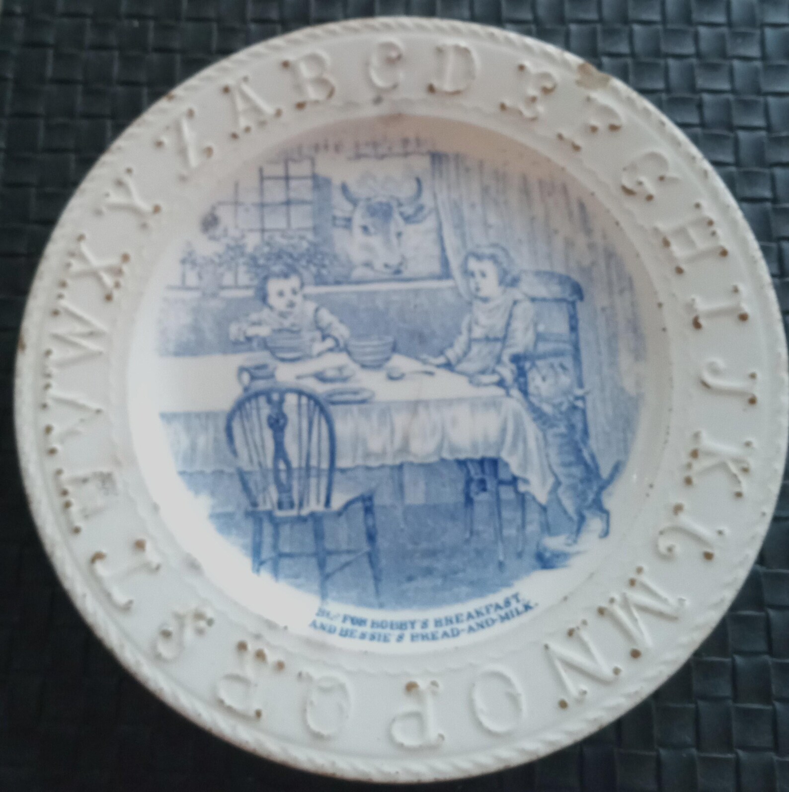 Antique Staffordshire Raised Letters Alphabet Plate. Circa 1850s. White ...