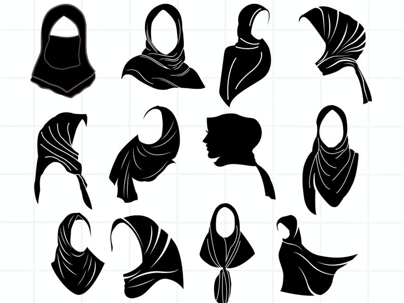 Hijab Bundle SVG, Scarf SVG, Hijab Clipart, Hijab Cut File, Beautiful ...