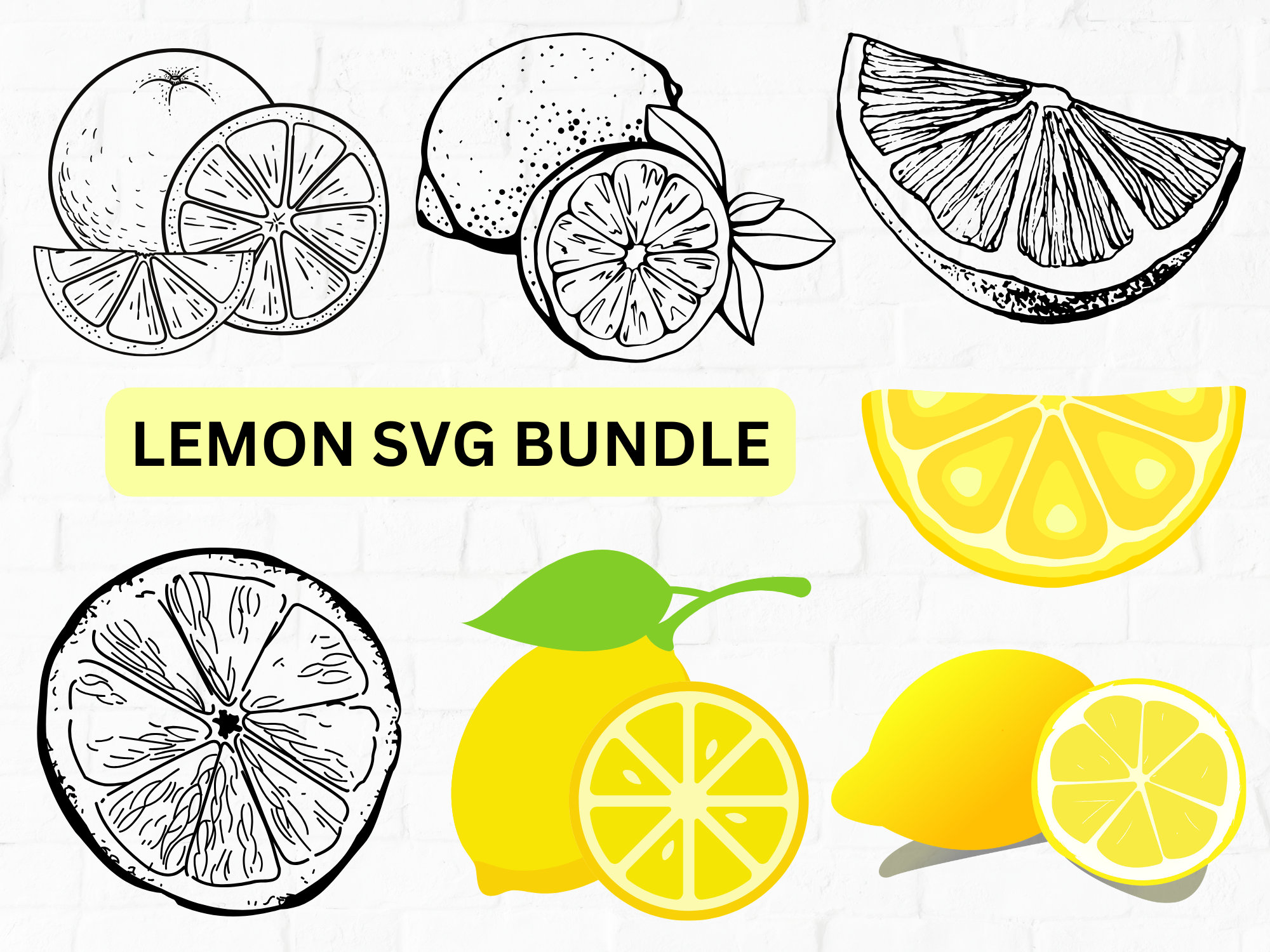 Lemon SVG Files for Cricut, Fruit PNG , Silhouette, Lemon Layered Slice ...