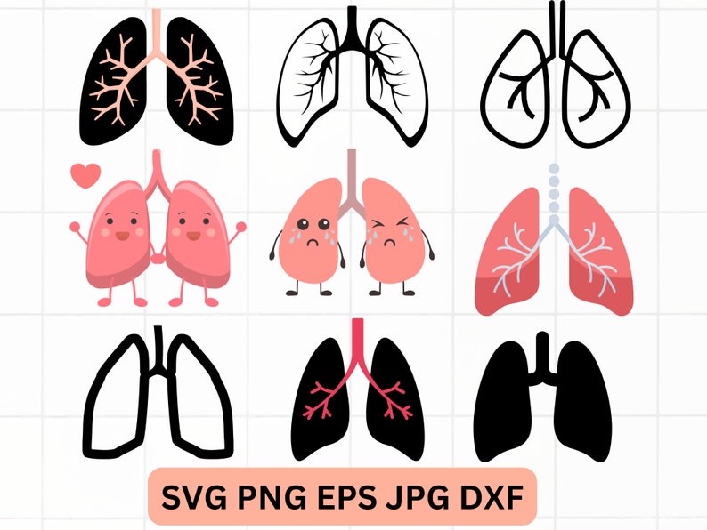 Lungs SVG Bundle, Lungs Clipart, Human Lung Svg Png, Lung Disease Svg ...