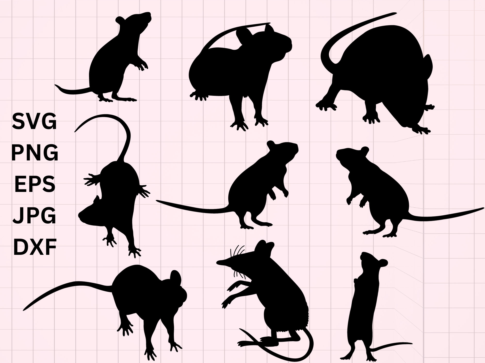 Rat Bundle Svg, Rat Clipart, Mouse Cricut, Rat Silhouettes, Rats Svg ...