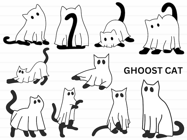 Сute Ghost Cat PNG, Ghost Cat Svg, Cat Lovers, Halloween Cat Svg, Cat ...
