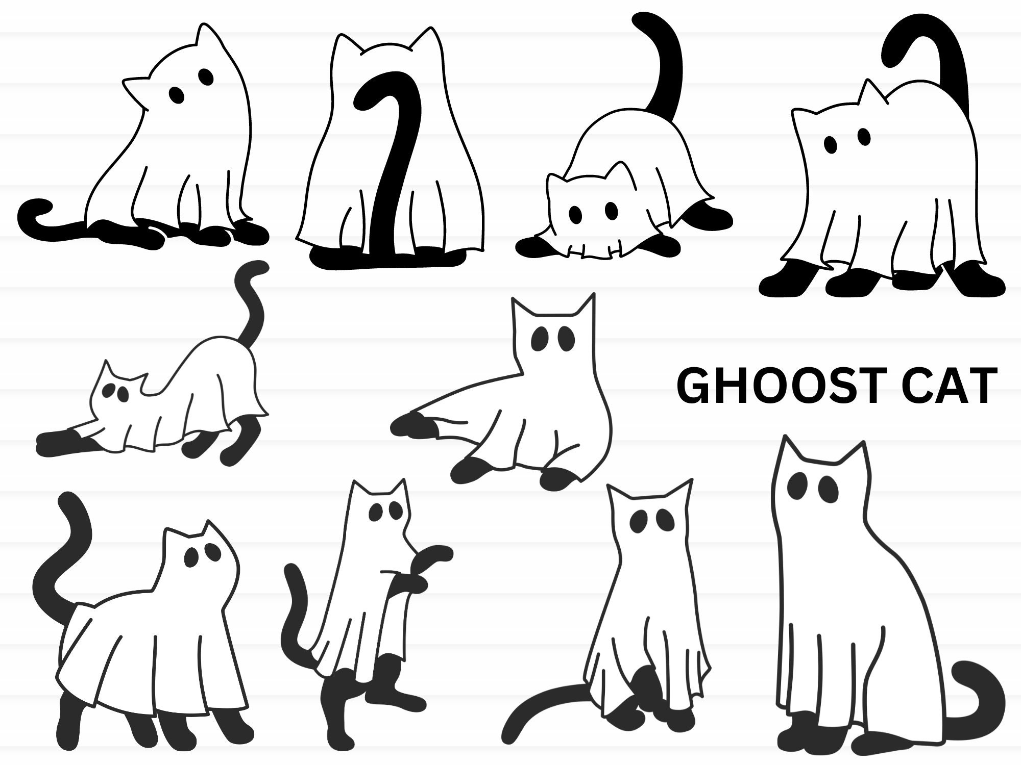Сute Ghost Cat PNG, Ghost Cat Svg, Cat Lovers, Halloween Cat Svg, Cat ...