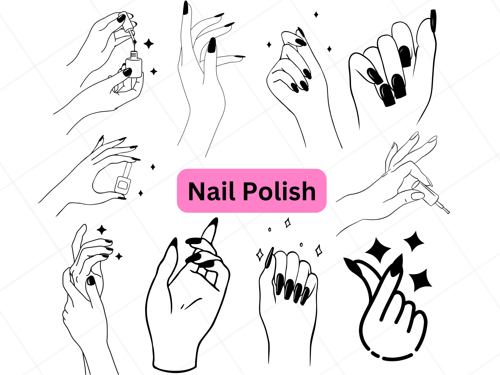 Nail Svg, Woman Nails Pretty Hands Png , Salon Content, Nail Art, Women ...