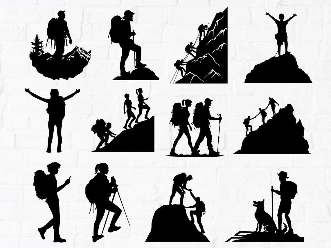 Hiking Svg Bundle , Forest Scene Svg ,hiking SVG File, Mountain Hiker ...