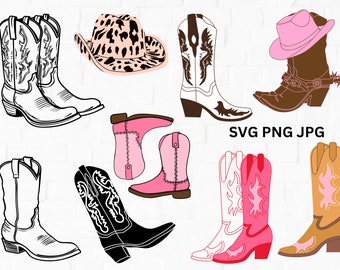 Cowboy Boot Svg Bundle, Cowboy Boot Png, Cowboy Hat Svg, Cowgirl Svg ...