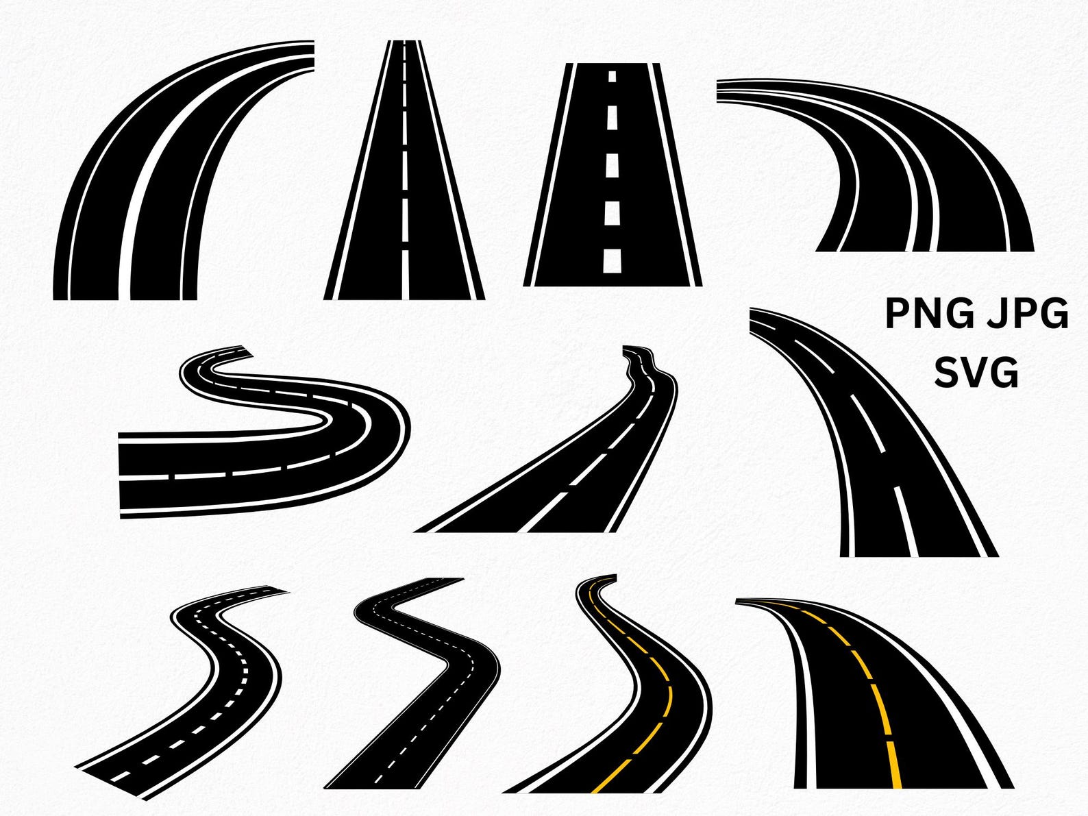 Road Svg Bundle,road Clipart, Road Cut File, Highway Svg, Road Dxf ...