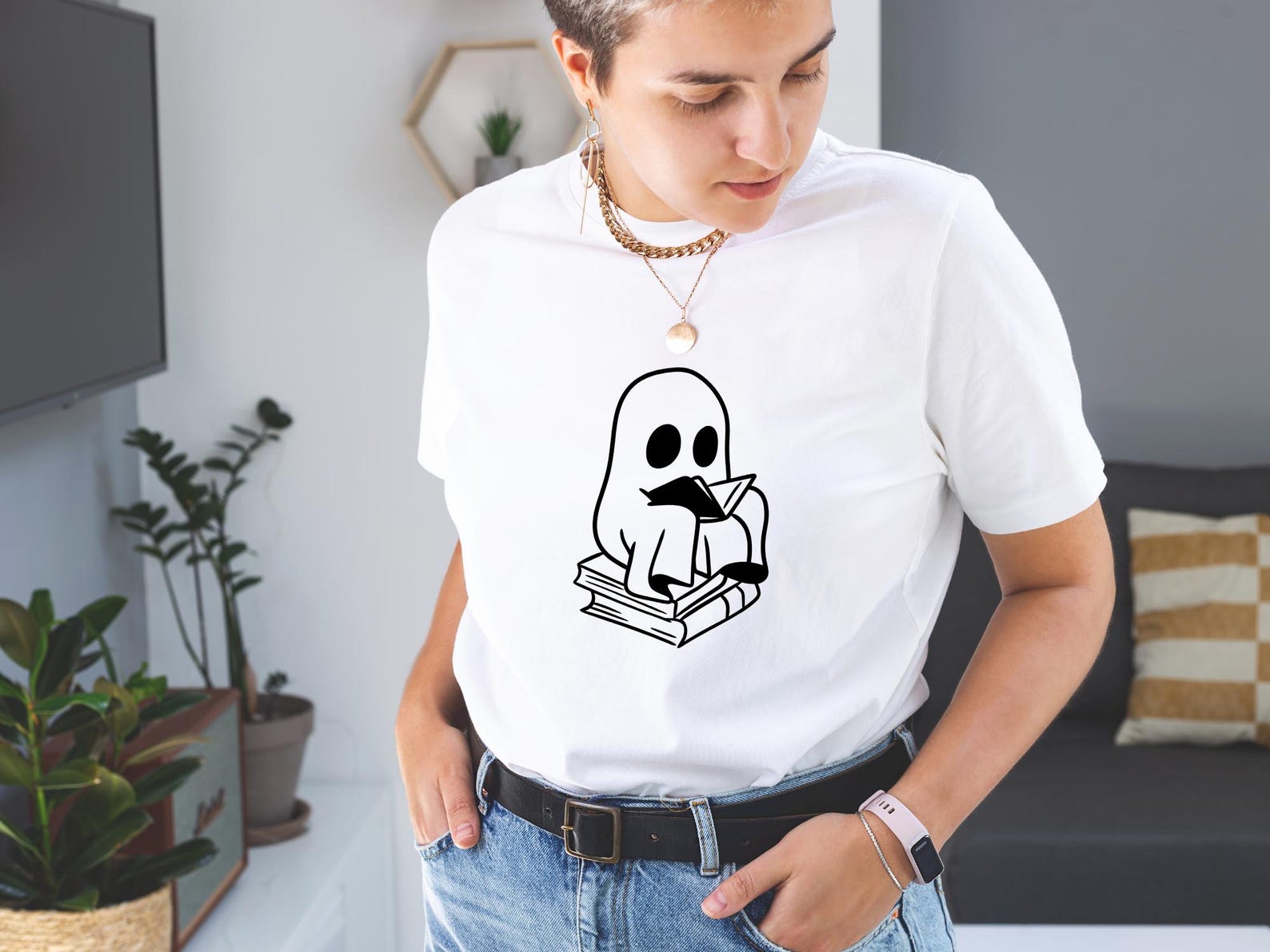 Funny Book Lover Halloween PNG, Cute Ghost Book Nerd, Ghost Halloween ...