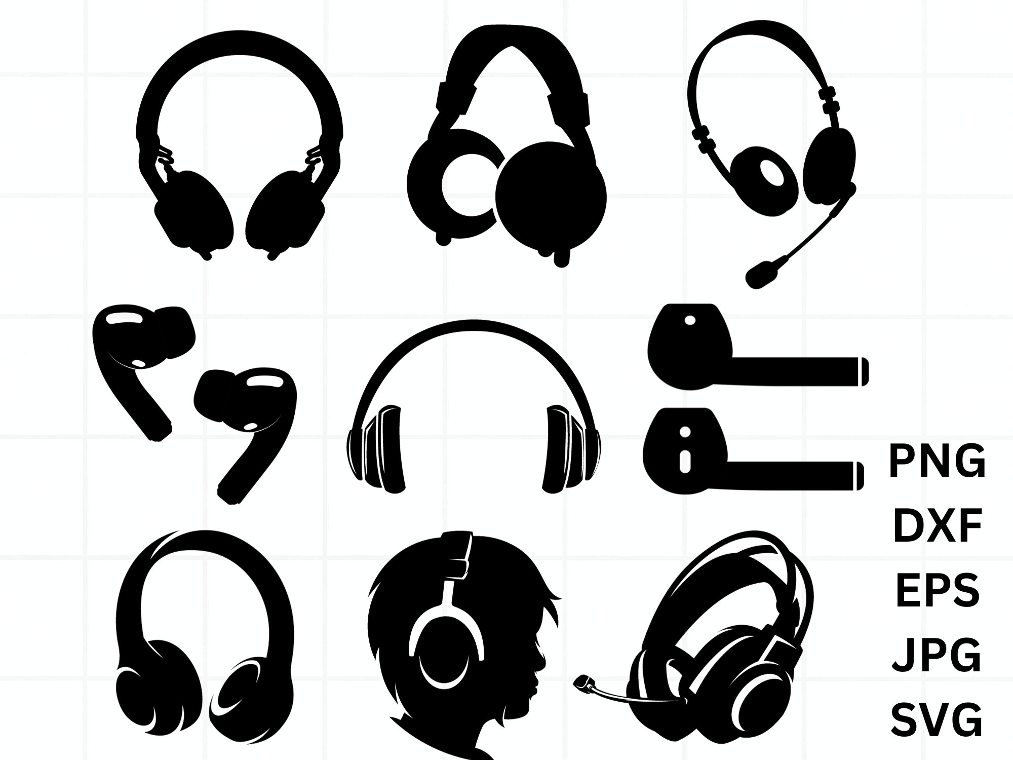 Headphone SVG, Headset Svg, DJ Svg, Gaming Headset Silhouette, Music ...