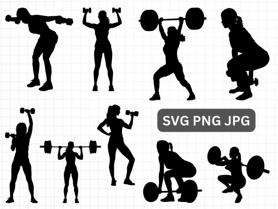 Fitness Girl Svg, Gym Silhouette, Barbell SVG, Crossfit Svg, Gym Girls ...