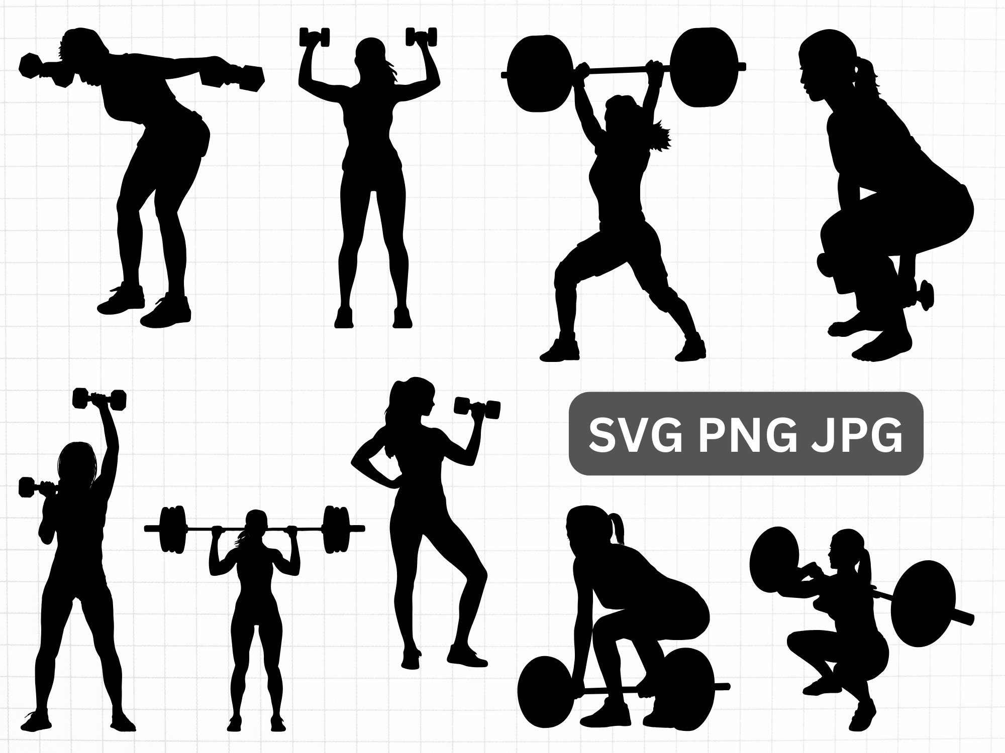 Fitness Girl Svg, Gym Silhouette, Barbell SVG, Crossfit Svg, Gym Girls ...