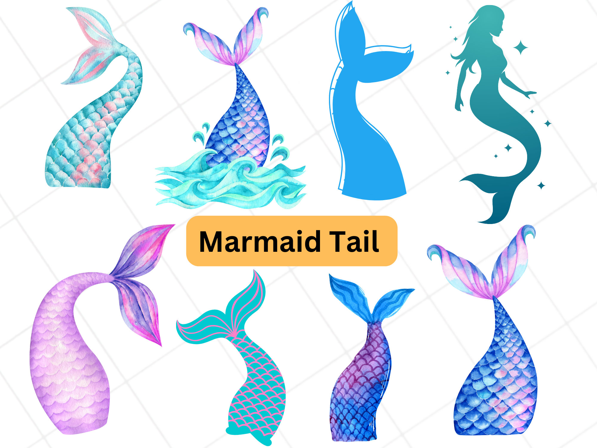 Mermaid Clipart SVG Bundle, Mermaid Tail Svg, Mermaid Svg, Mermaid ...