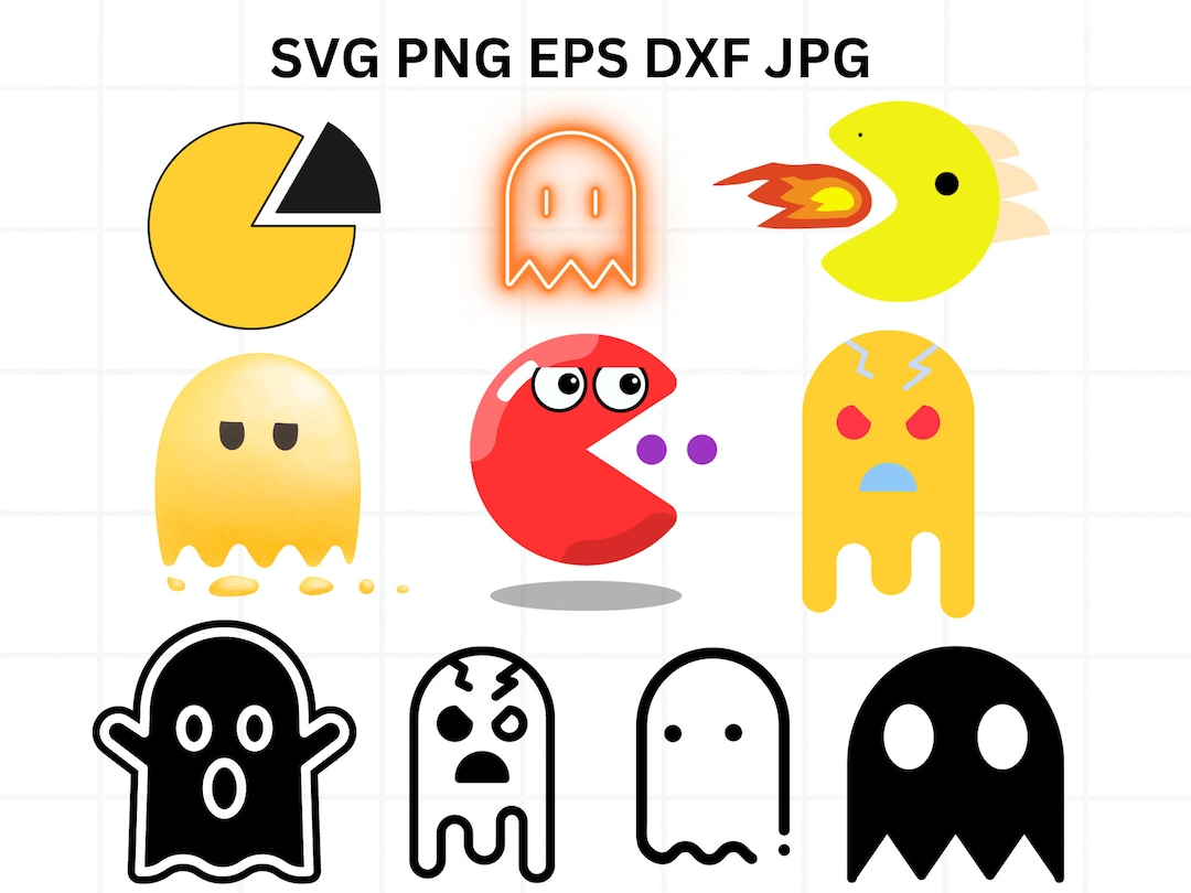 Pacman Svg, Video Game Svg Cut Files, Gamer Svg, Pac Man and Ghosts ...