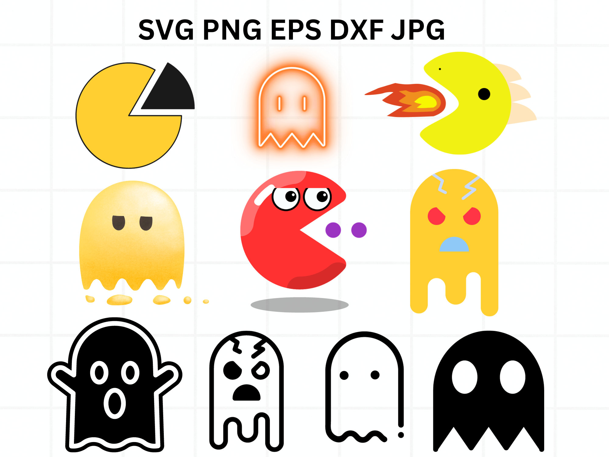 Pacman Svg, Video Game Svg Cut Files, Gamer Svg, Pac Man and Ghosts ...