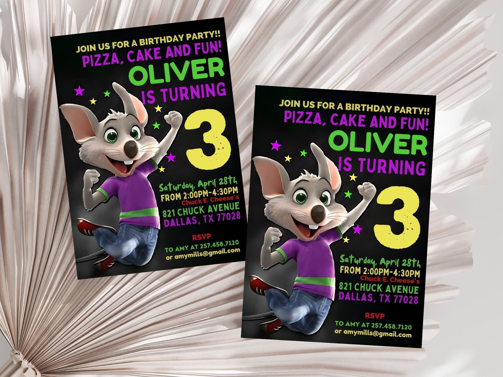 Editable Chuck E Cheese Birthday Invitation Template | Chuck Evite ...