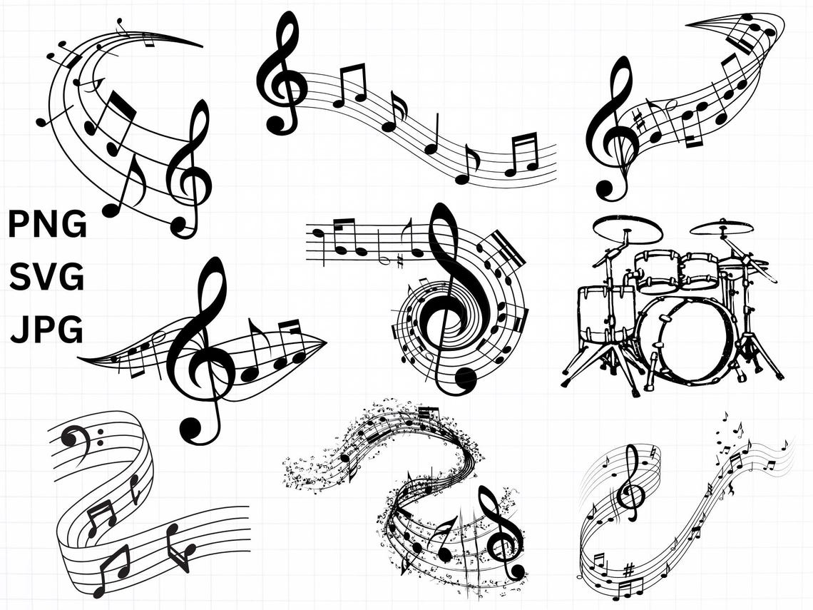 MUSIC NOTES SVG, Music Notes Bundle Svg, Music Notes Clipart , Music ...