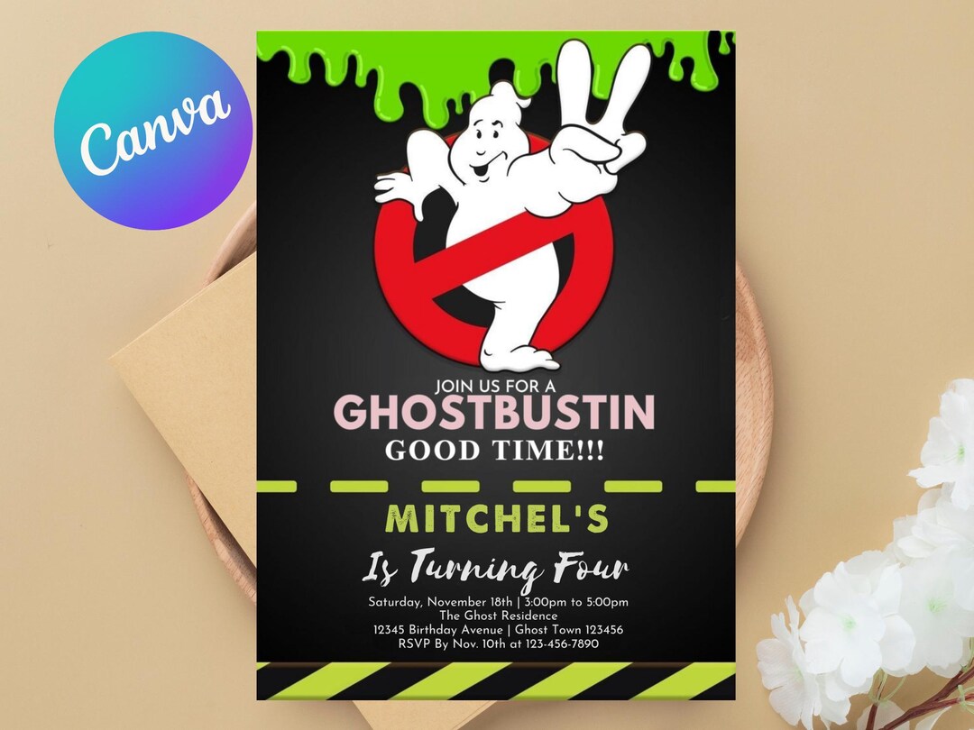 Editable Ghostbusters Birthday Invitation | Printable Ghostbusters ...